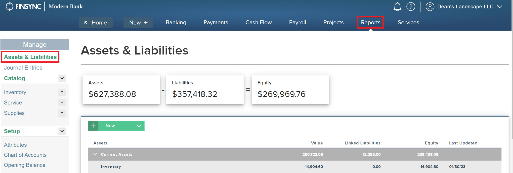 Opening Balances of Assets & Liabilities