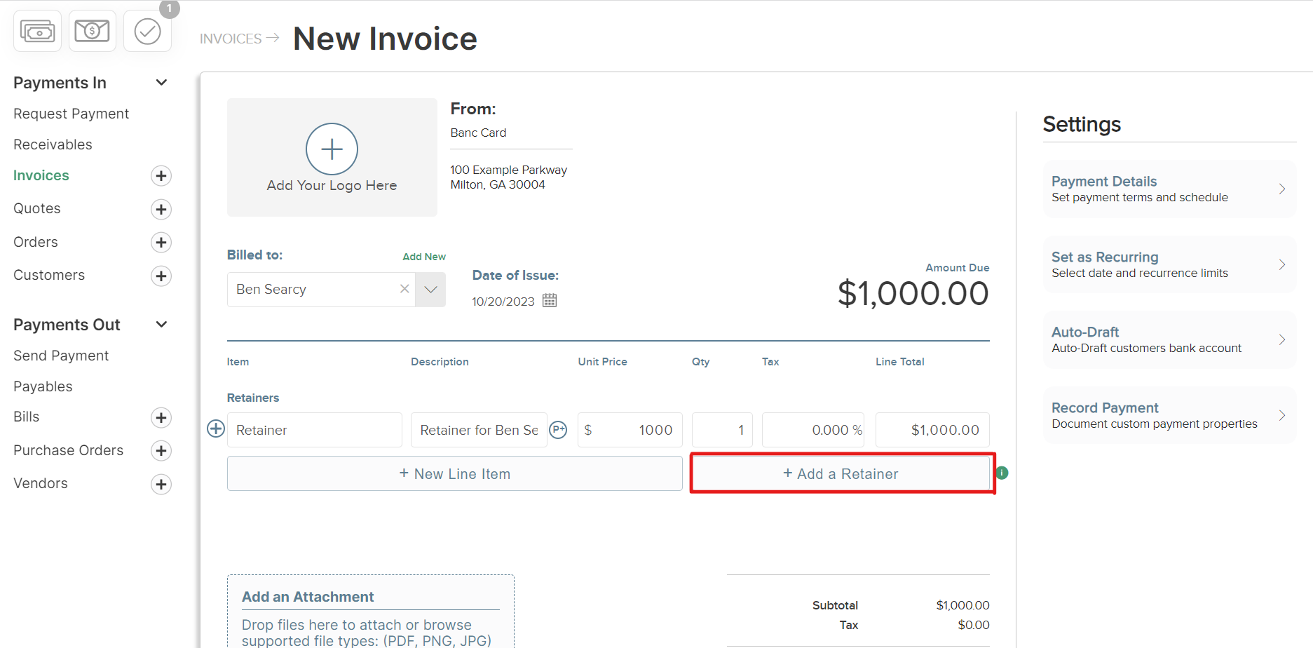 How to use Retainers on Invoices
