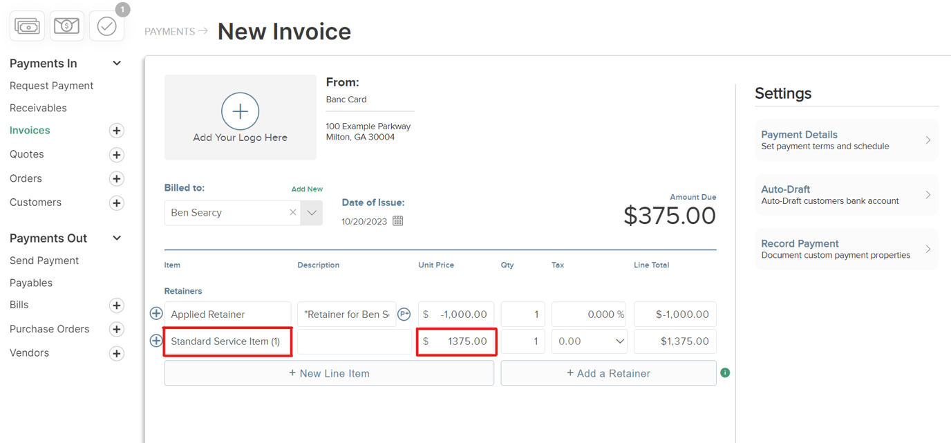 How to use Retainers on Invoices