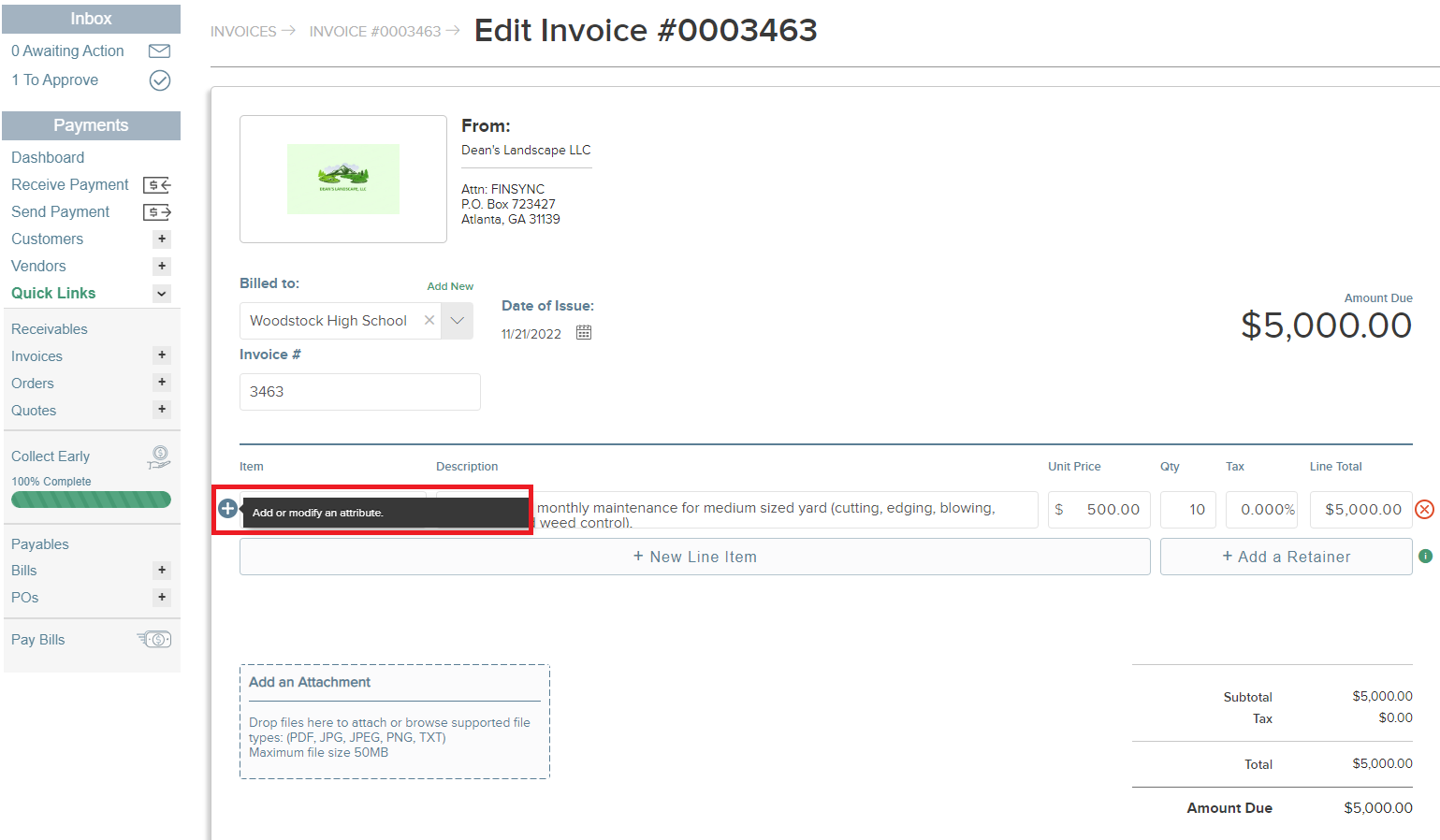 Adding Attributes to Invoices