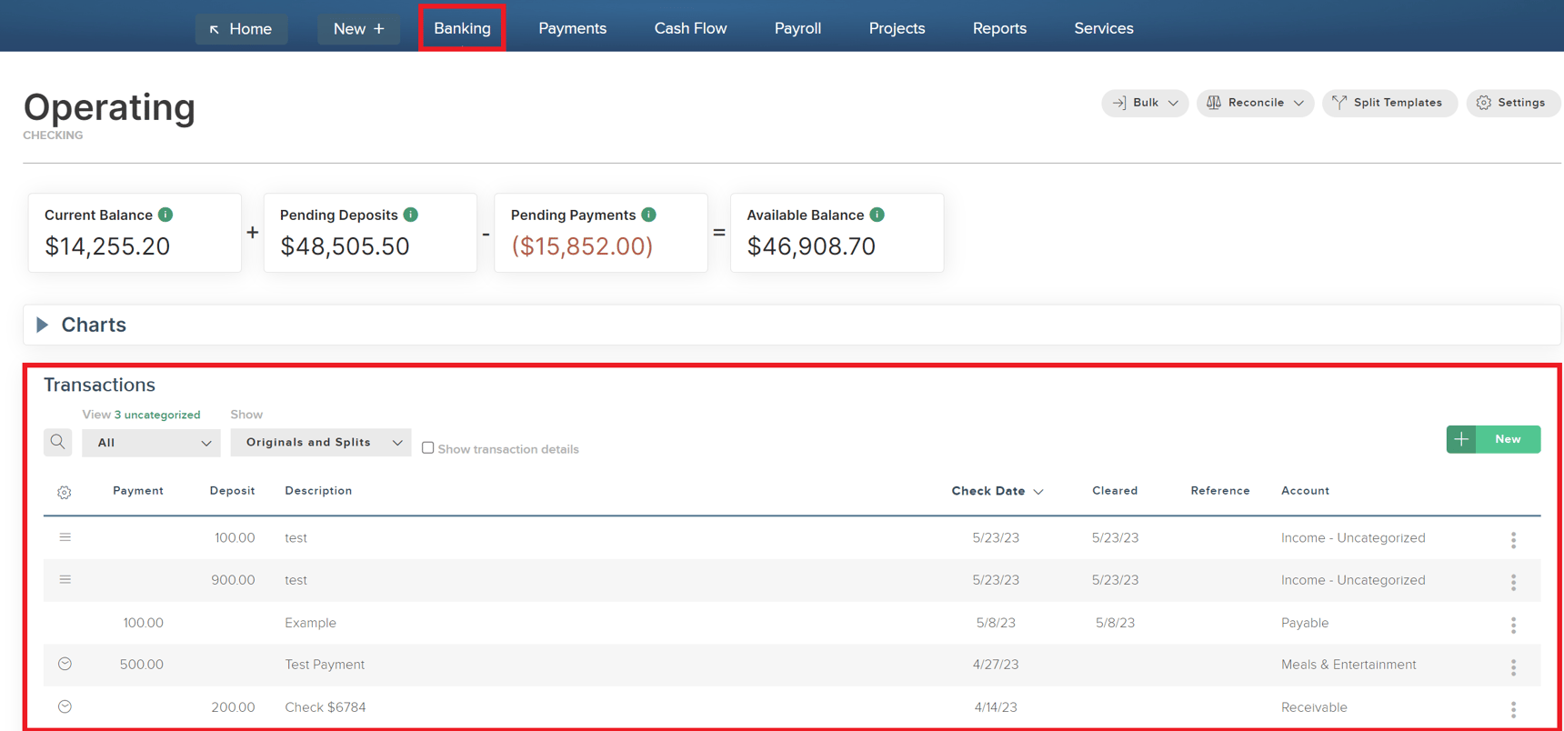 Categorizing Bank Transactions with Chart of Accounts