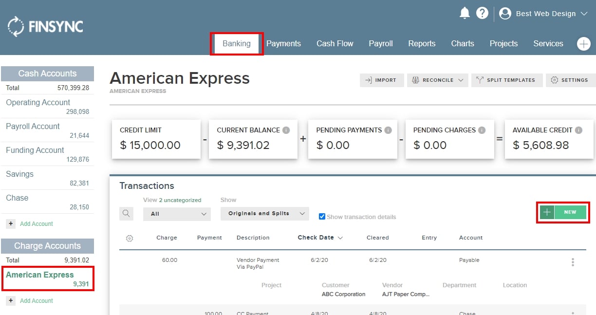 Journal Entries & New Transactions on Credit Cards