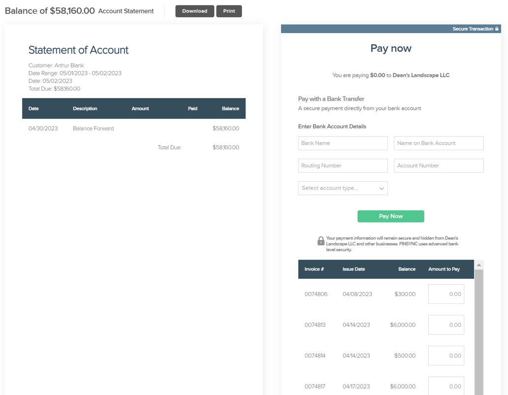 Customer Statements (Statement of Account)